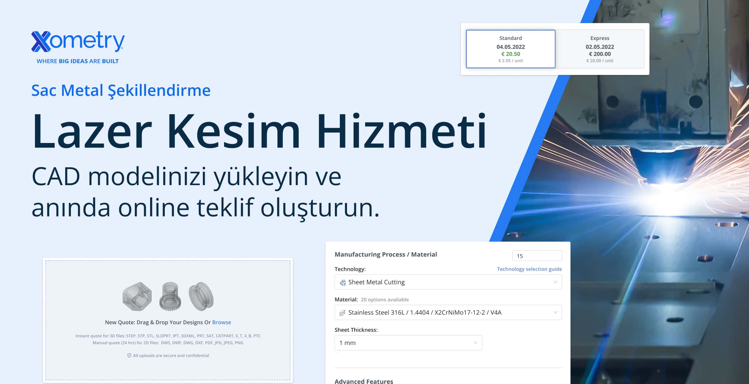 Online Lazer Kesim Hizmeti | Xometry Türkiye